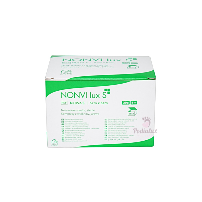 Non-woven and sterile compress, 4-ply, 5x5cm, Nonvi Lux S, Pack of 25x2 ...